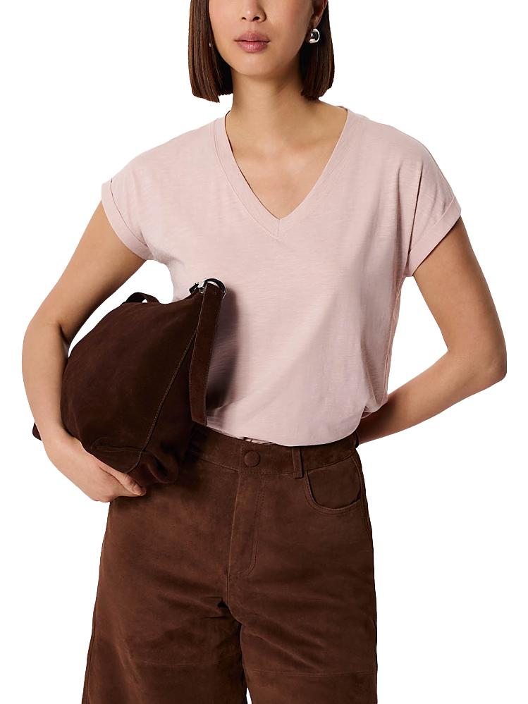 WHISTLES Willa V-Neck Cap-Sleeve Tee
